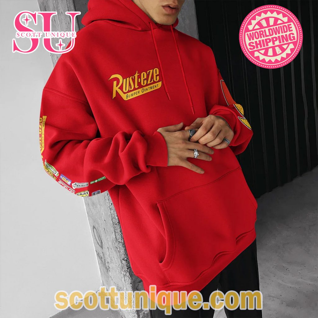 Rust eze Lightning McQueen Racing Red Hoodie - Scottunique.com